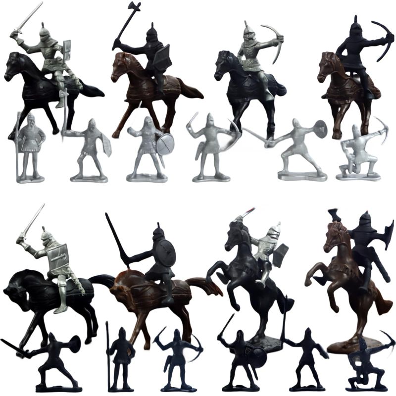 Enajucy 28pcs/Set Medieval Knights Toy Soldier - Army Figures Miniature ...
