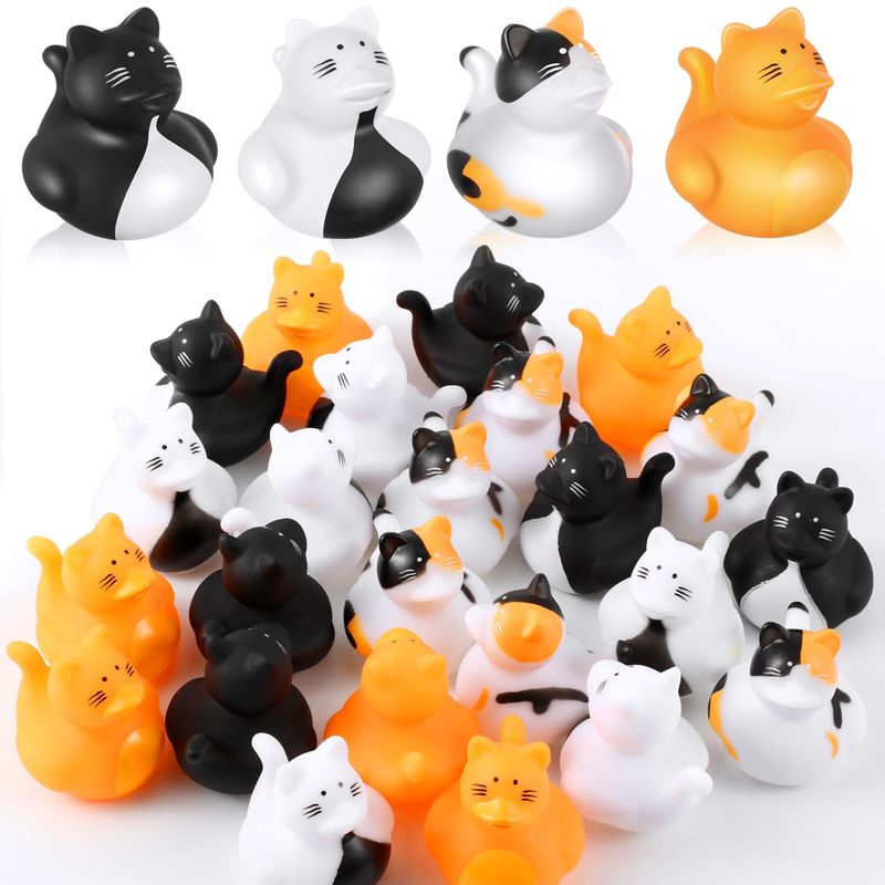 Deekin 50 Pcs 2 Inches Cat Rubber Duck Mini Duckies for Kids Floating ...