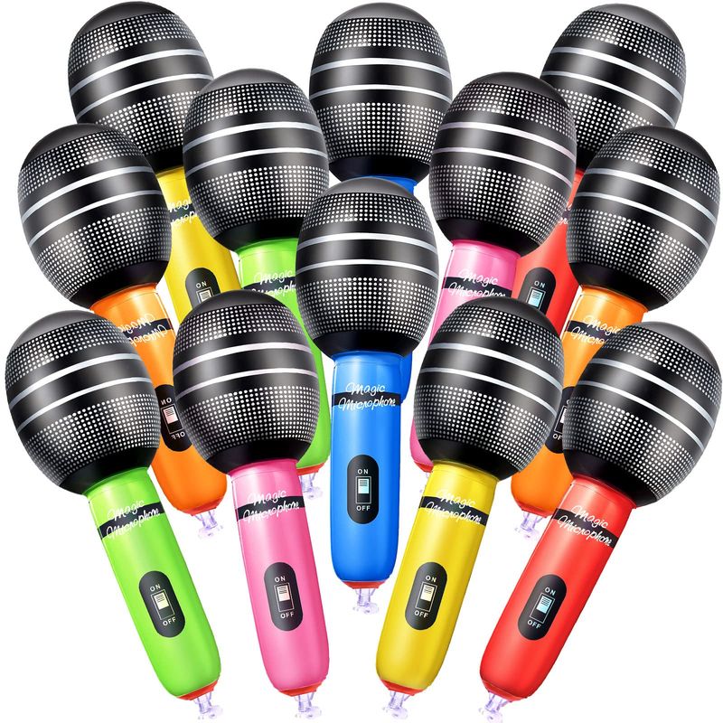 30 Pieces Inflatable Microphones 9.4 Inch Blow up Microphone Assorted ...