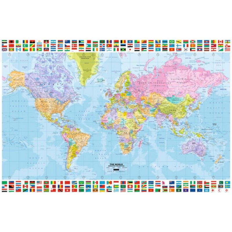 World Map Maxi Poster With Flags 24"x36" Art Print Poster - Online ...