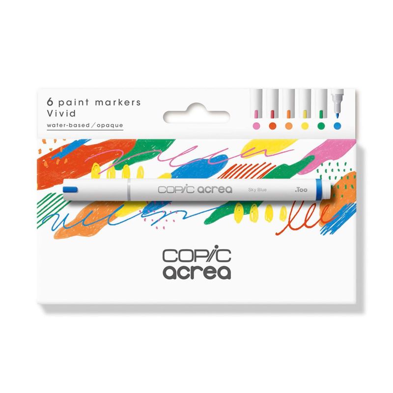 COPIC acrea Set of 6 Vivid Paint Markers with Water and Pigment-Based ...