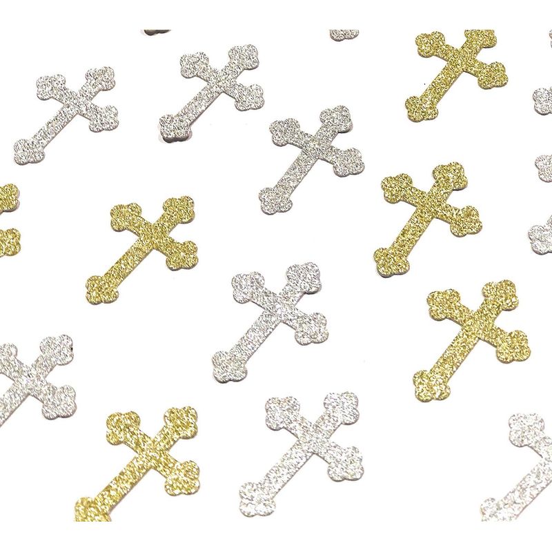 CloverCrafts 50 x Silver Glitter Christian Cross Confetti – Christening ...