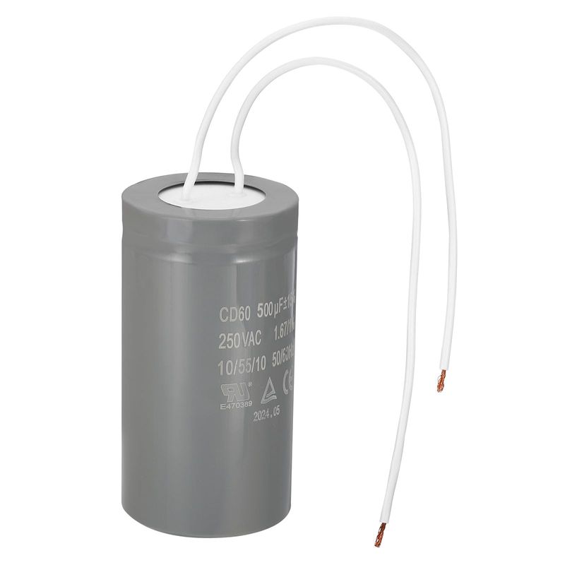 PATIKIL CD60 Running Capacitor, 500uF 250V 2 White Wires 50/60Hz Motor ...
