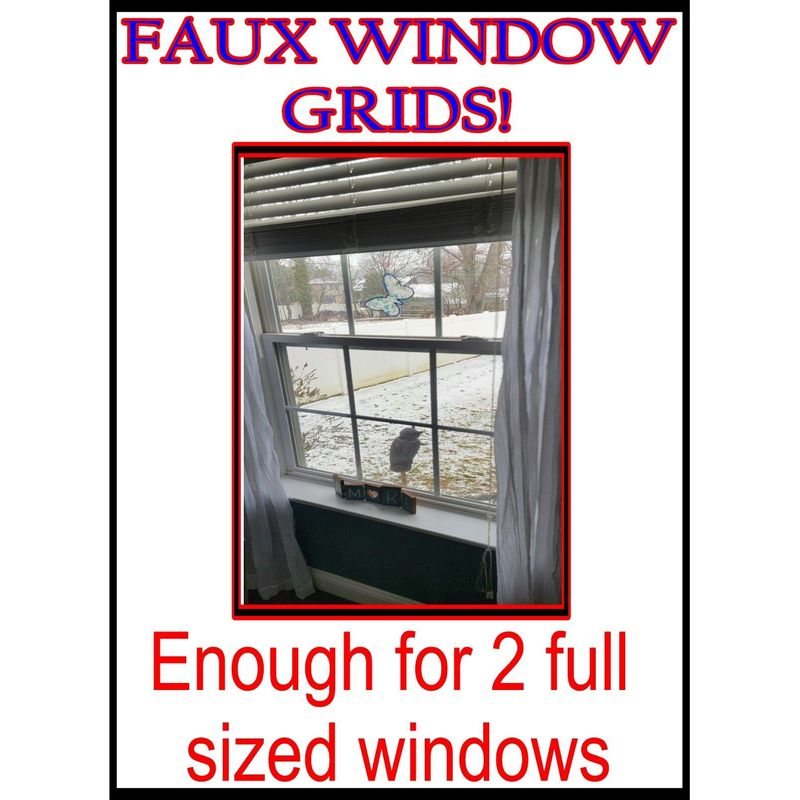 Faux window grids white vinyl replacement glass lines grills sliding ...