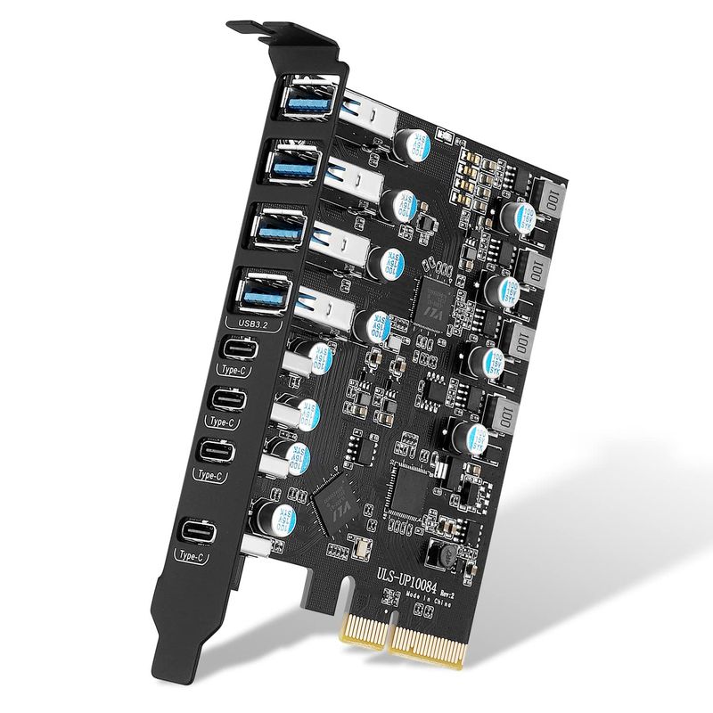 YEELIYA USB 3.2 PCIE Karte 8 Port, PCIE 3.2 gen2x1 Karte 10Gbps, PCI Express Erweiterungskarte ...