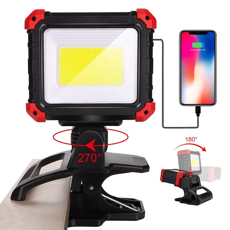 EASYMAXX LED Rechargeable Work Light with Clamp, 2100LM COB Magnetic ...