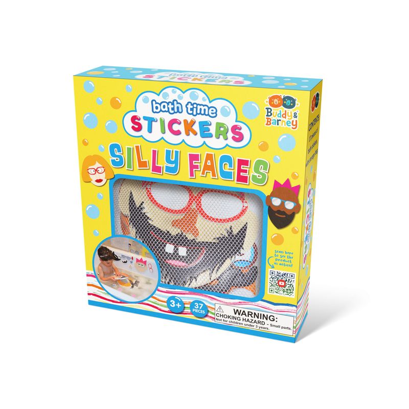 Buddy & Barney Silly Faces Bath Stickers, Hilarious Facial Expressions ...