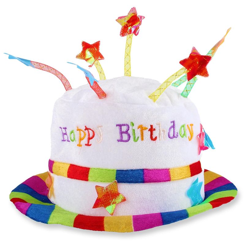 Sparkles Partyware Happy Birthday Light-Up Hat - Rainbow Birthday Cake ...