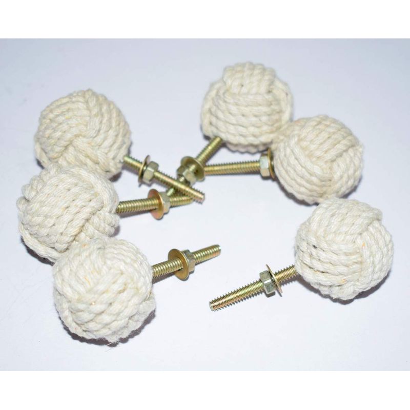 White Cotton Rope Door Knobs/Rope Knot Drawer Pulls and Knobs/Pull and ...