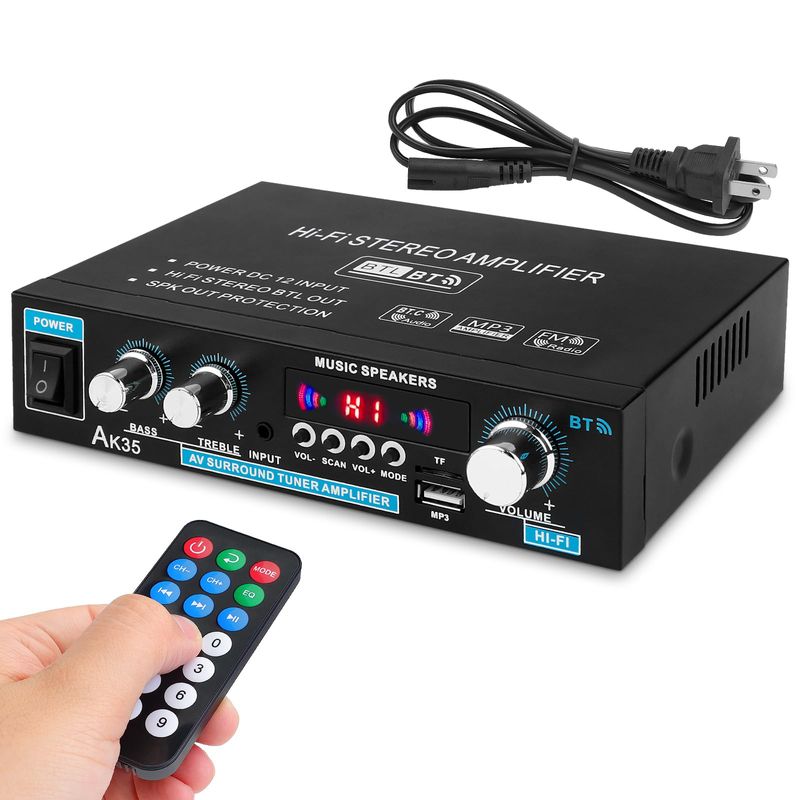 Bluetooth Amplifier 5.0 HiFi Stereo Power Amplifier Receiver 2.0 ...