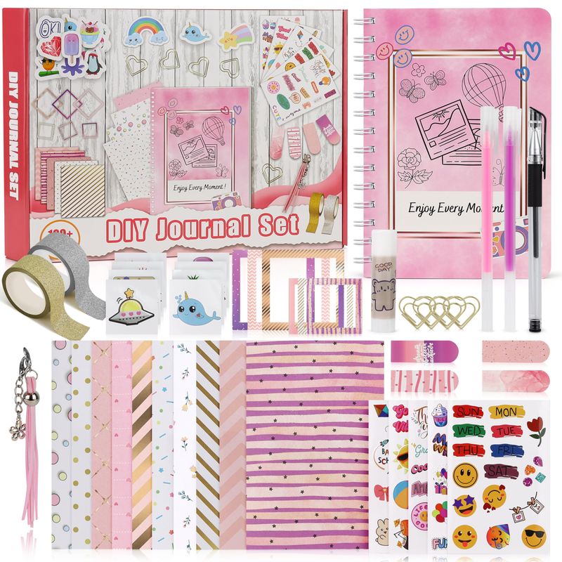 FINcredible DIY Journal Kit for Girls - 100 Pcs Teen Tween Journal for ...