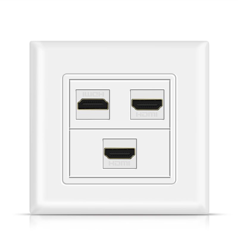 TNP HDMI Wall Plate (3 Port, White) HDMI Faceplate Socket Insert Jack ...
