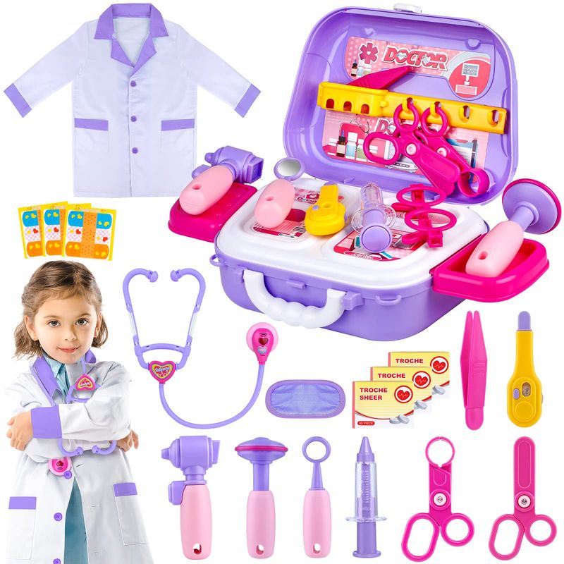 GIFTINBOX Kids Doctor Kit for Girls and Boys , Purple Doctors kit for ...
