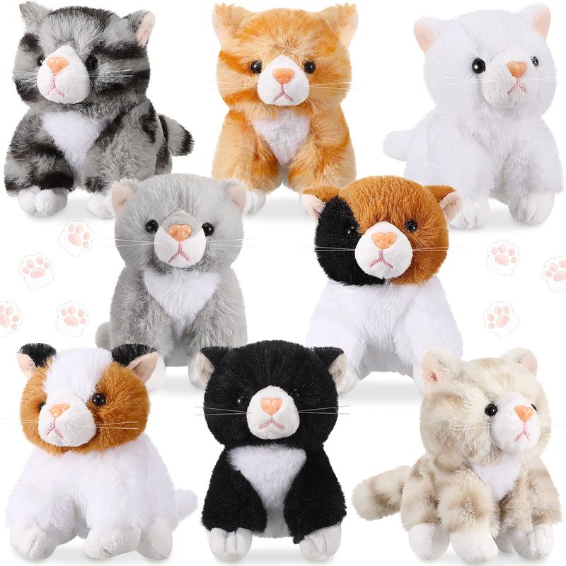 8 Pieces Plush Pets 5 Inch Stuffed Animals Bulk Assorted Cute Stuffed ...