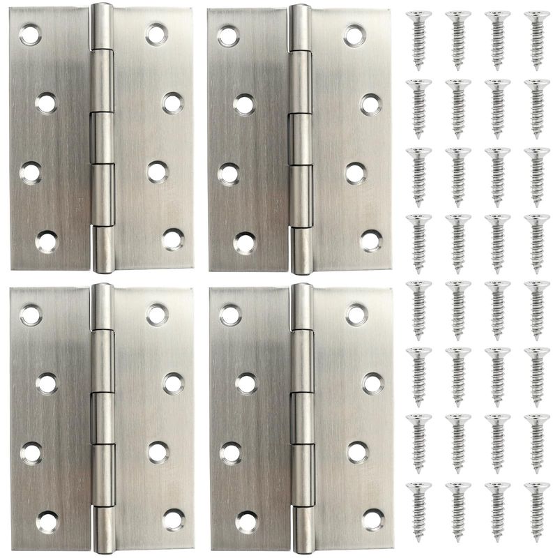 Roellgs 4 Piece Hinge Set 100mm × 70mm, Stainless Steel Hinges for 4 ...