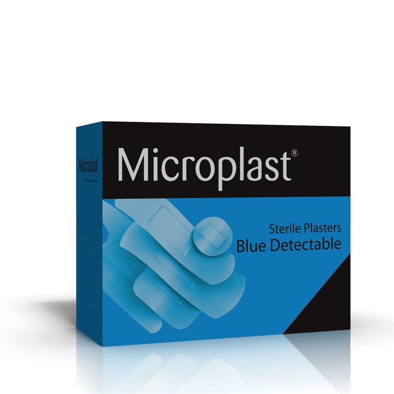Microplast Blue Detectable Sterile Plaster 100-Piece Set, 7.5 cm x 2.5 ...