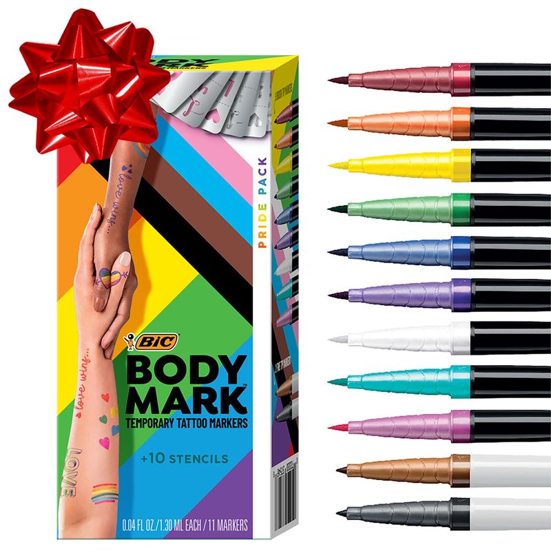 BIC BodyMark Temporary Tattoo Markers for Skin, Pride Pack, Flexible ...