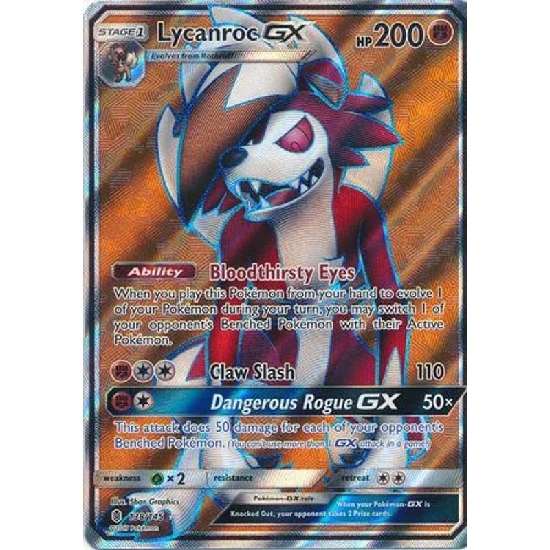 Pokémon Lycanroc GX 138/145 - Full Art Ultra Rare Sun & Moon: Guardians ...