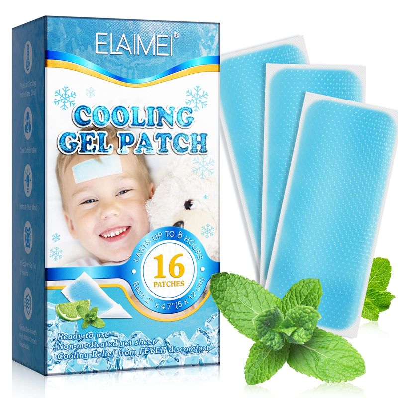 16 Sheets Fever Patches for Kids - Hot Weather Cooling Gel Patches for ...