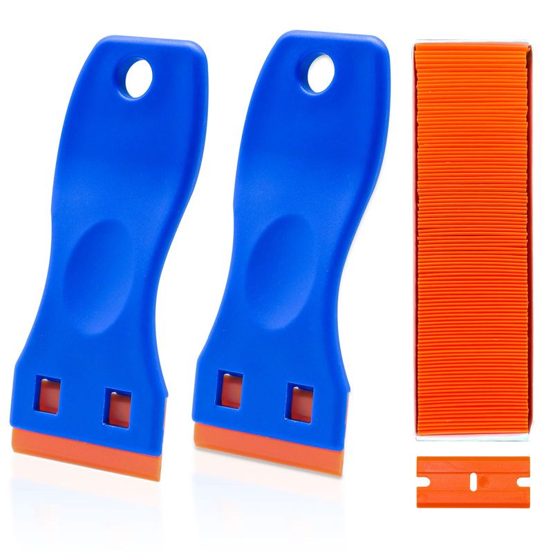 2PCS Plastic Scraper Tool with 100PCS Plastic Blades Non Scratch ...