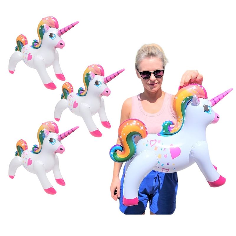 Large Colorful Blow-up Rainbow Unicorns (24 Inches) Inflatable Birthday ...