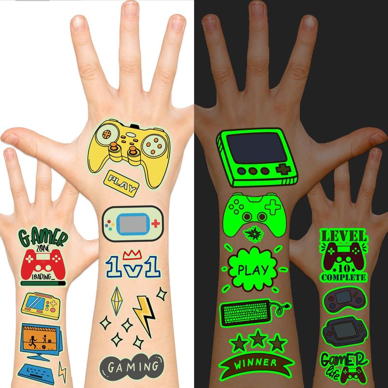 EMOME 140 Styles Luminous Temporary Tattoos for Kids, Glows Fake Tattoos Waterproof for Boys and ...