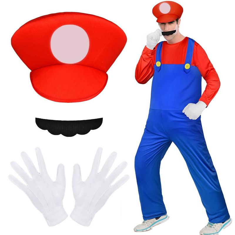 Aomig Mario Costumes, 4 Pack Mario Cosplay Costume Accessories Kits ...