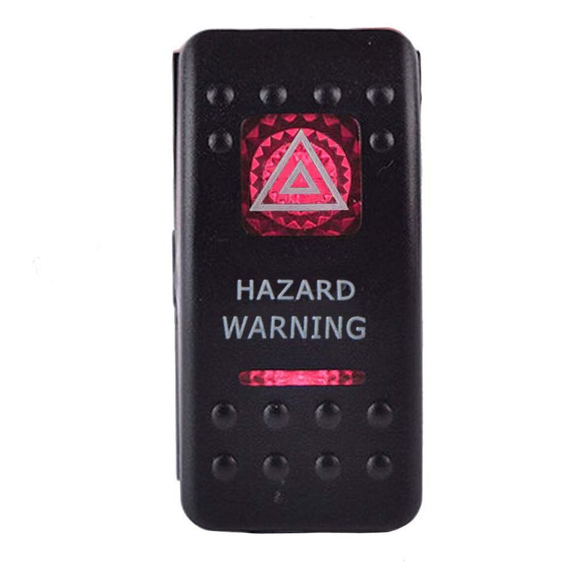 ESUPPORT 12V 20A Bar Rocker Switch Red LED Hazard Warning Light Lamp ...