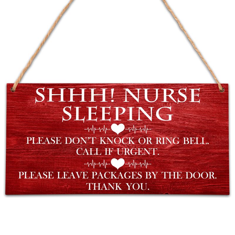 Shh Nurse Sleeping Sign, Please Do Not Knock Or Ring Doorbell Wooden ...