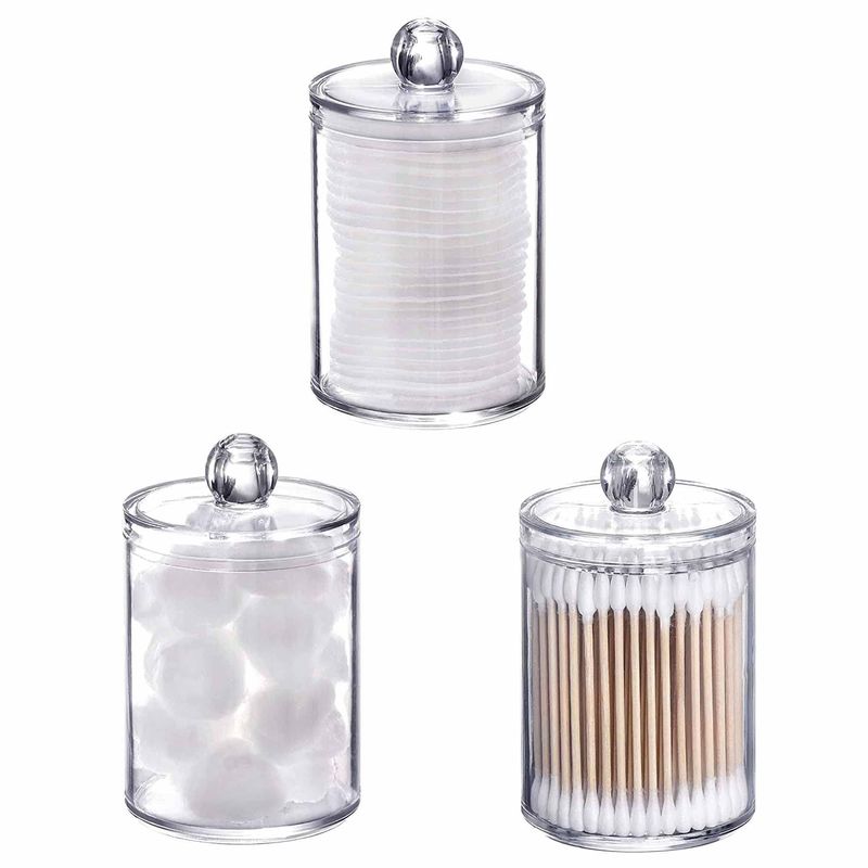 DDSHUN Cotton Swab Cotton Pad Holder Acrylic Cotton Pad Holder Jar with ...