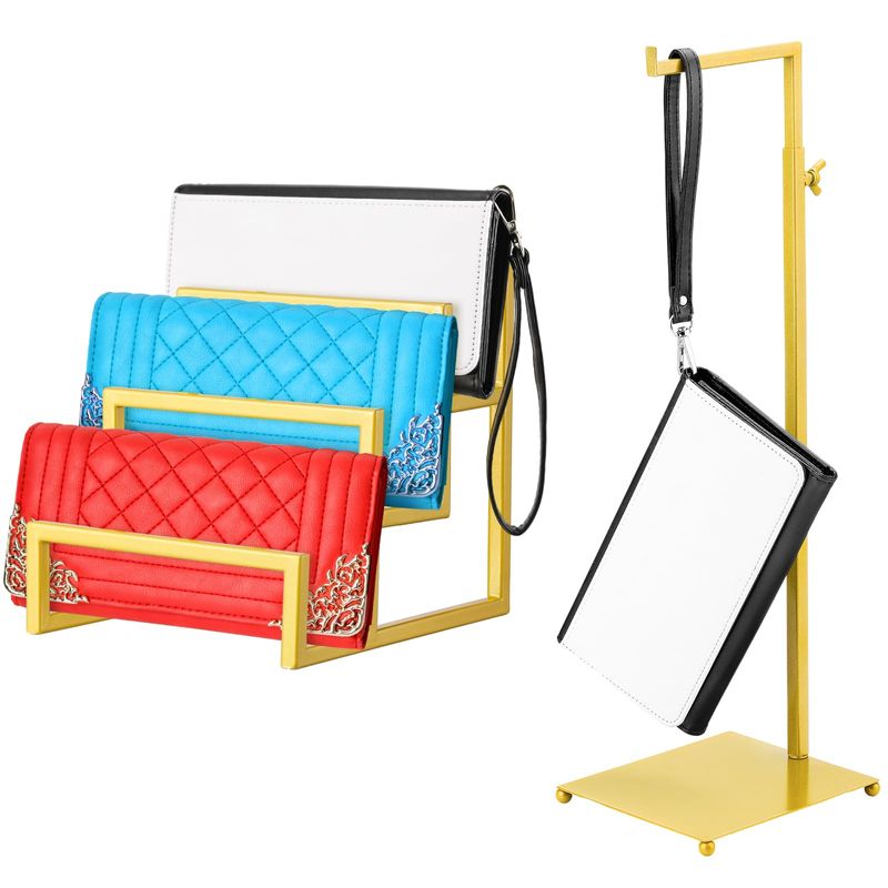 MorningRo 2 Pack 3 Layer Wallet Display Stand Gold Purse Display Rack ...