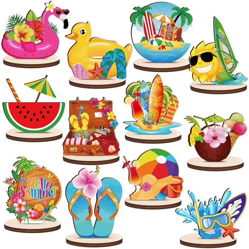 Geetery 12 Pcs Wooden Summer Themed Party Table Decorations Beach Table ...