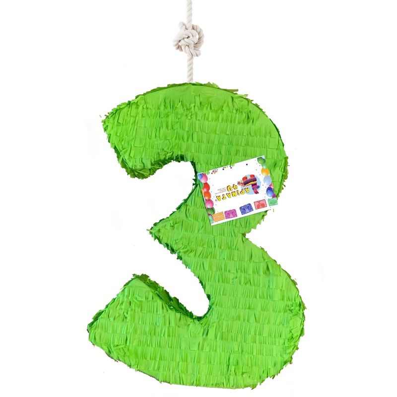 20" Tall Number Three Pinata Third Birthday Party Supplies Solid Color ...