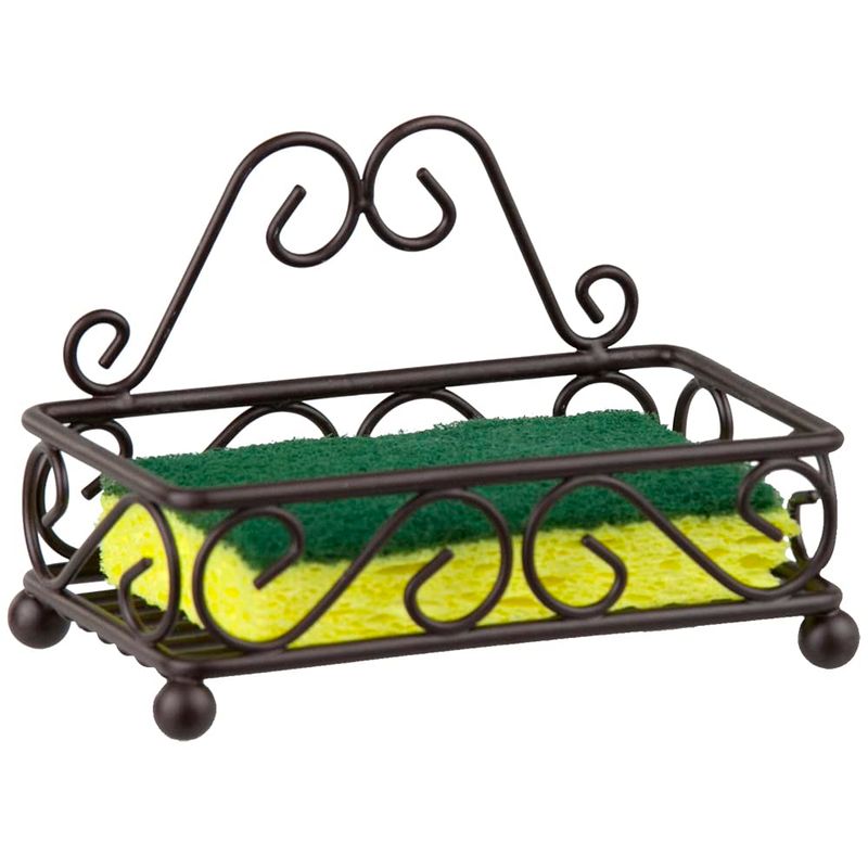Home Basics Sponge Holder for Sink (Bronze) Scroll Design Kitchen ...