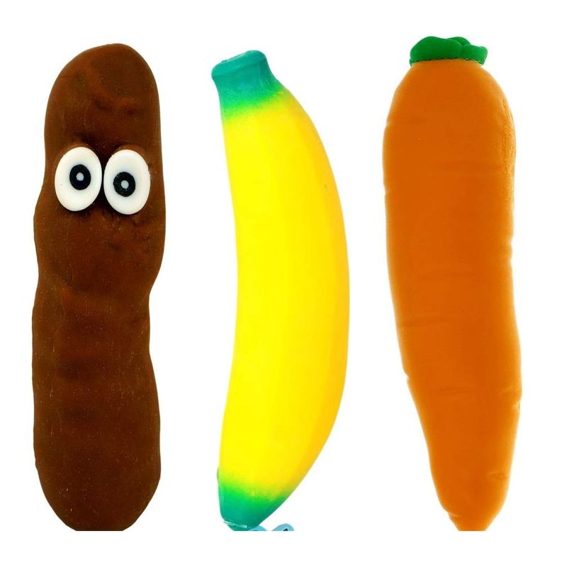 JA-RU Squishy Poop, Carrot & Stretchy Banana Fidget Toy (3 Squishies ...