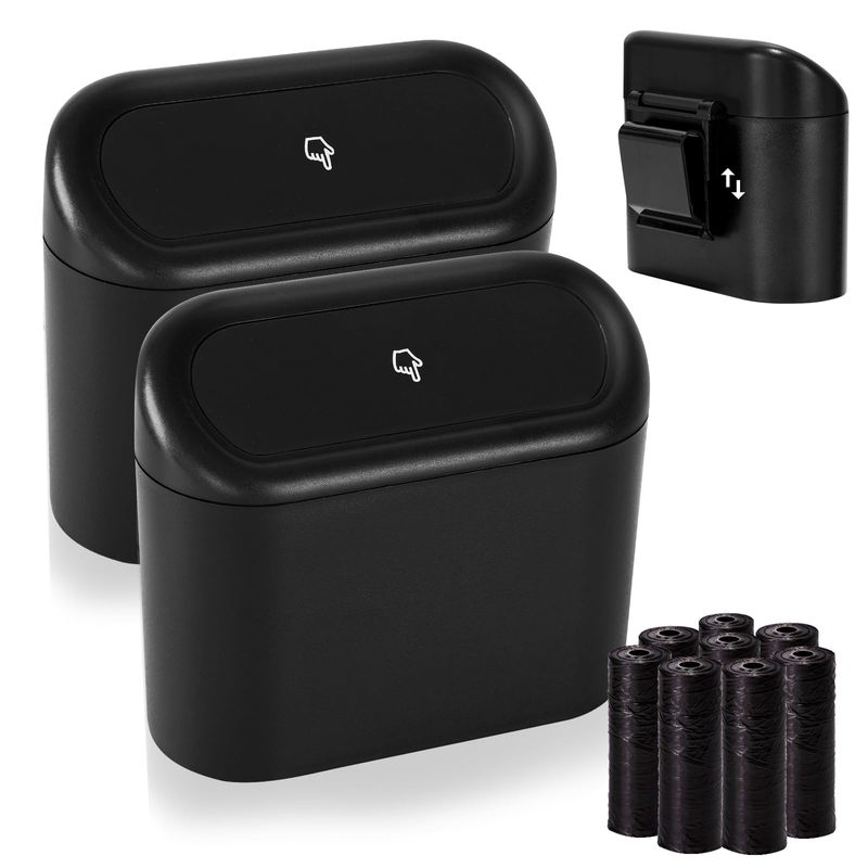 Ginsco 2 Pack Mini Car Trash Can with Lid, Small Car Garbage Can, Cute ...