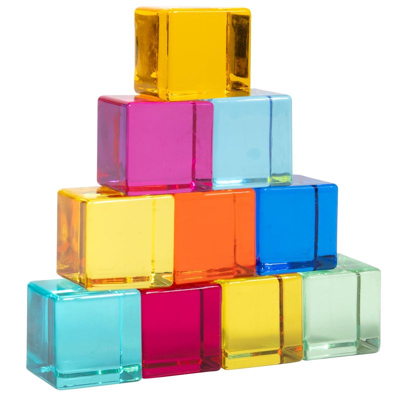 TickiT Gem Cubes - Set of 10 - for Ages 10m+ - Translucent, Acrylic Blocks - Explore Light and ...