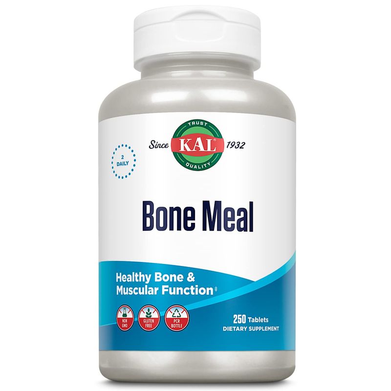 KAL Bone Meal Tablets, Calcium Supplement w/Magnesium, Vitamin D3 and K ...
