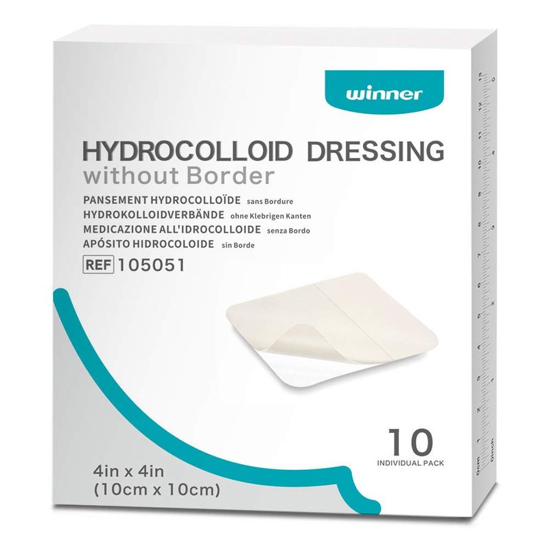 Winner Medical Sterile Hydrocolloid Adhesive Dressing 4'' x 4''，10 Pack ...