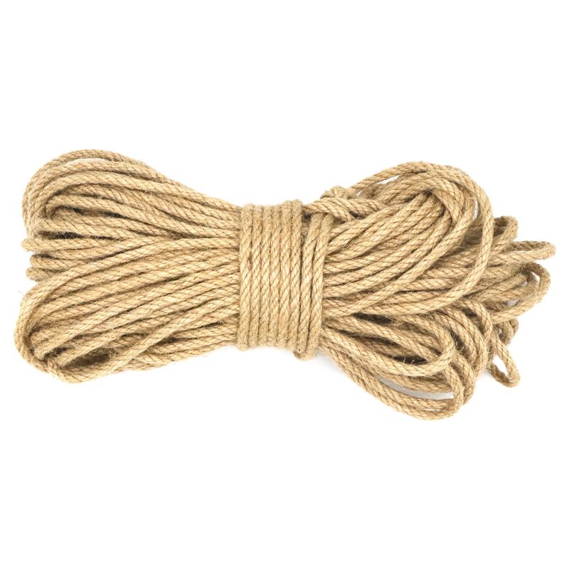 Jute Rope 1/4 Inch 100 ft 6mm Thick Natural Clothesline Garden Twine ...