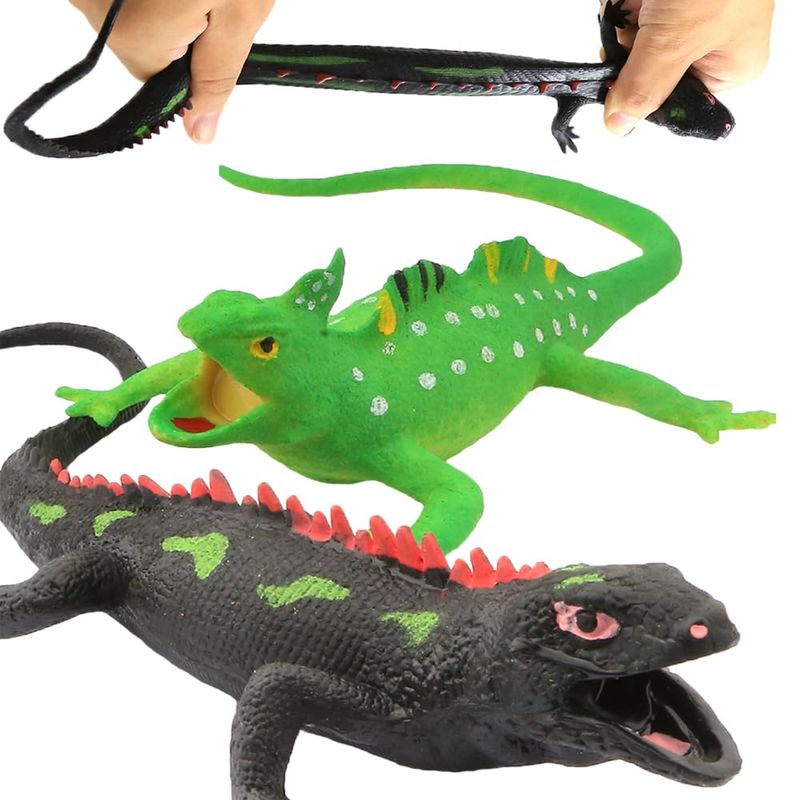 2 Packs 9-inch Lizards Toys, Super Stretches Material TPR Rubber Lizard ...