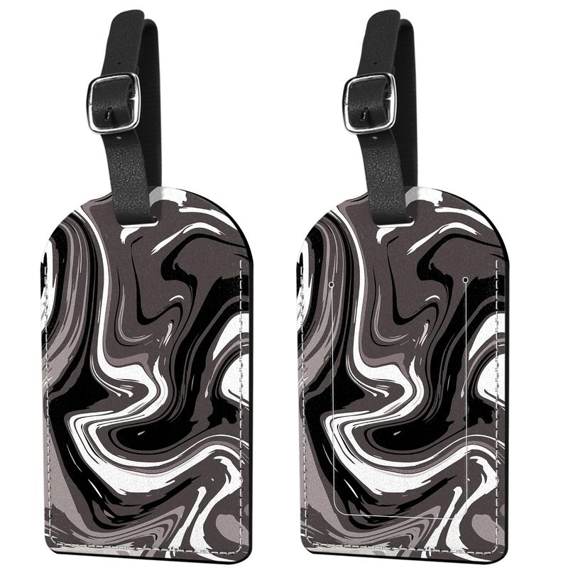 Deokke 2 Pack Luggage Tag Suitcase Tags PU Leather Identifiers Privacy Cover Luggage Tags ...