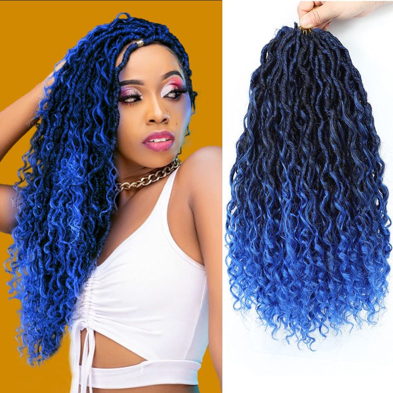 Blue Boho Goddess Locs Crochet Hair 22inch 5 Packs River Faux Locs ...