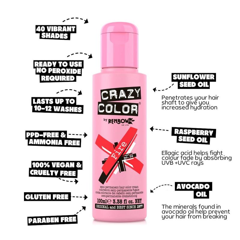 Crazy Color Vibrant Fire Semi-Permanent Trio Hair Dye. Highly Pigmented ...