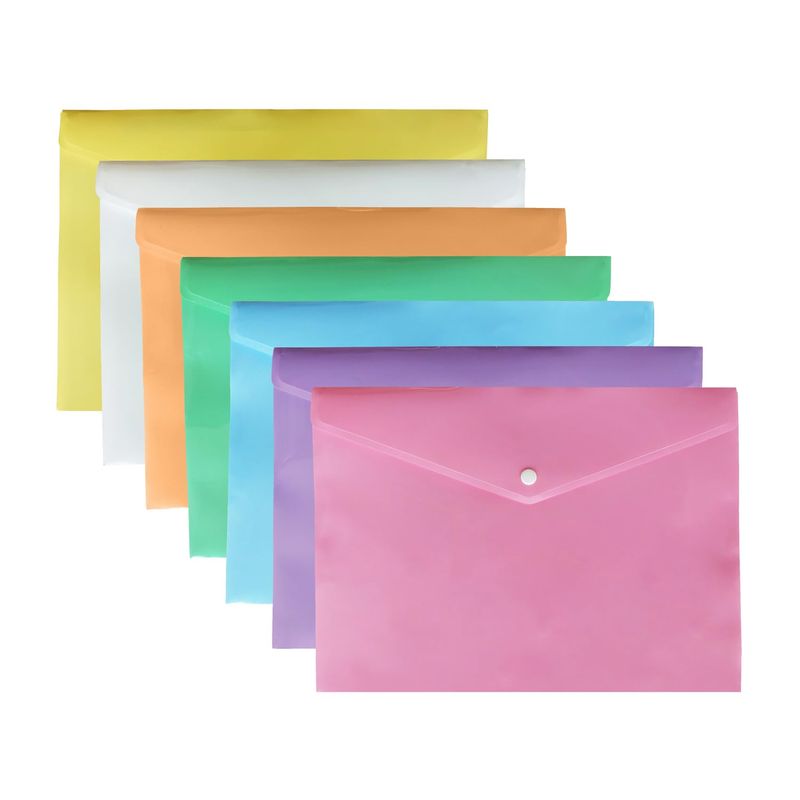 (Pack of 20) A5 Pastel Plastic Wallets with Popper Plastic Folders ...