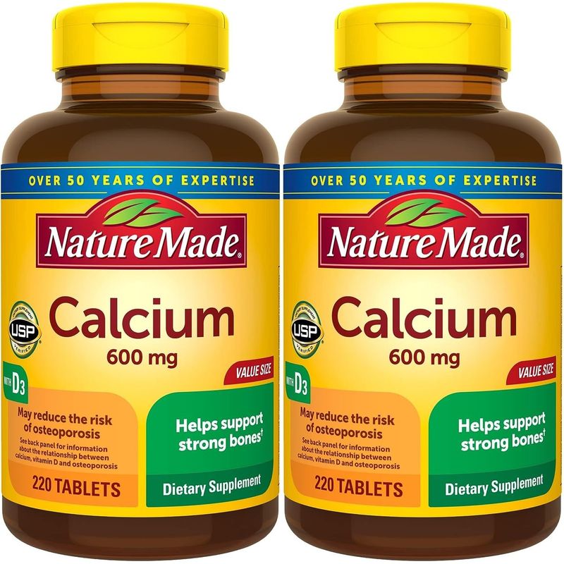 Nature Made Calcium 600 mg with Vitamin D3, Dietary Supplement for Bone ...