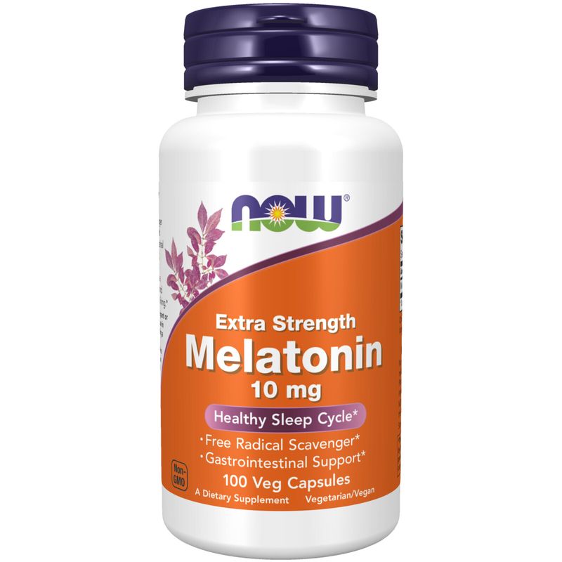 NOW Melatonin Extra Strength 10 mg - 100 Veg Capsules , Healthy Sleep ...