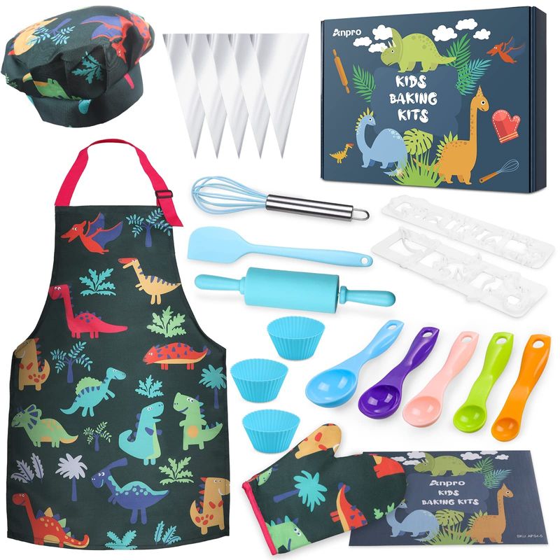 Anpro Complete Kids Cooking and Baking Set - 27 Pcs Includes Aprons for ...