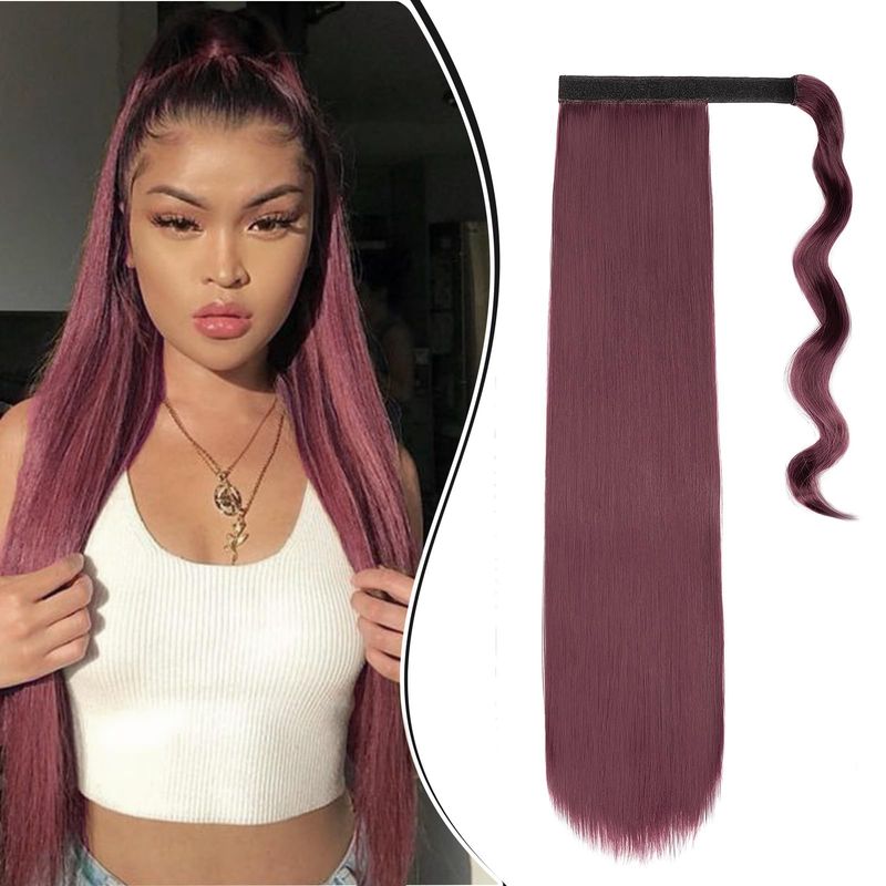 Dcbaboo Ponytail Hairpiece Braid Extensions Straight Long 55 cm Wrapped ...