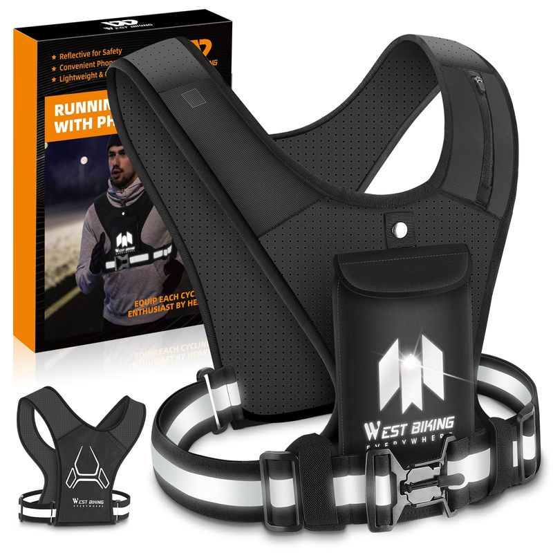 ICOCOPRO Running Phone Holder Vest - Reflective Running Vest with ...